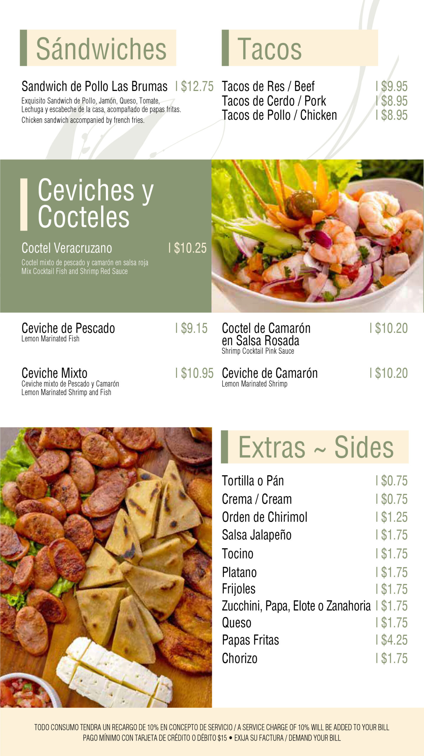 Menú – Las Brumas